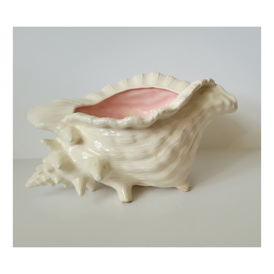 Vintage Extra Large Ceramic Conch Shell Planter Bowl - Etsy