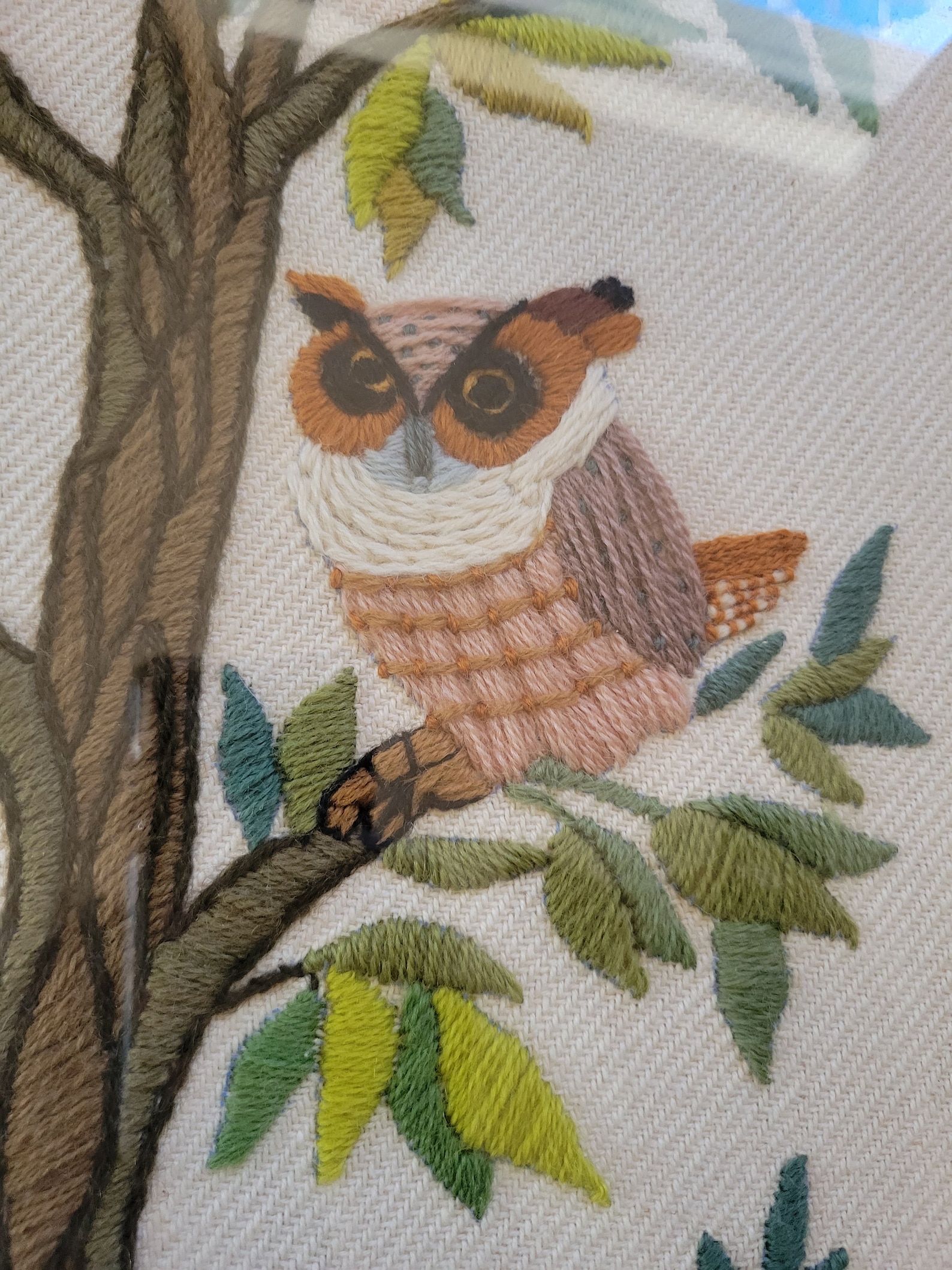 Vintage Large 1960's Owls in Tree Crewel Embroidery Framed Art - Etsy