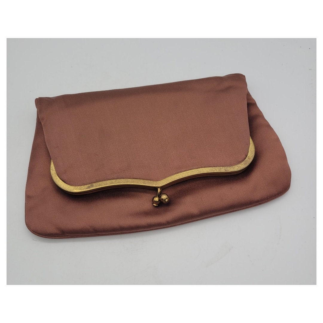 Vintage 1950's Morris Moskowitz Chocolate Brown Satin Handbag Clutch - Etsy