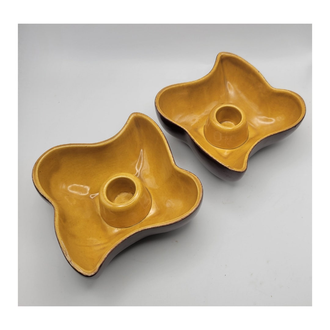 Vintage 1950s Red Wing Pottery Asymmetrical Candle Holder Set of Two - Etsy