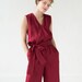 Linen Red Jumpsuit Sleeveless Jumpsuit Capri Jumpsuit Linen - Etsy