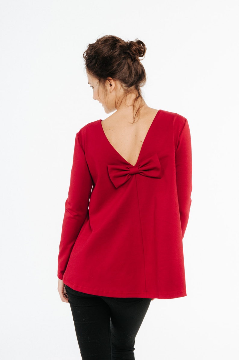 Red Blouse Romantic Blouse Christmas Blouse Red Top Long Etsy