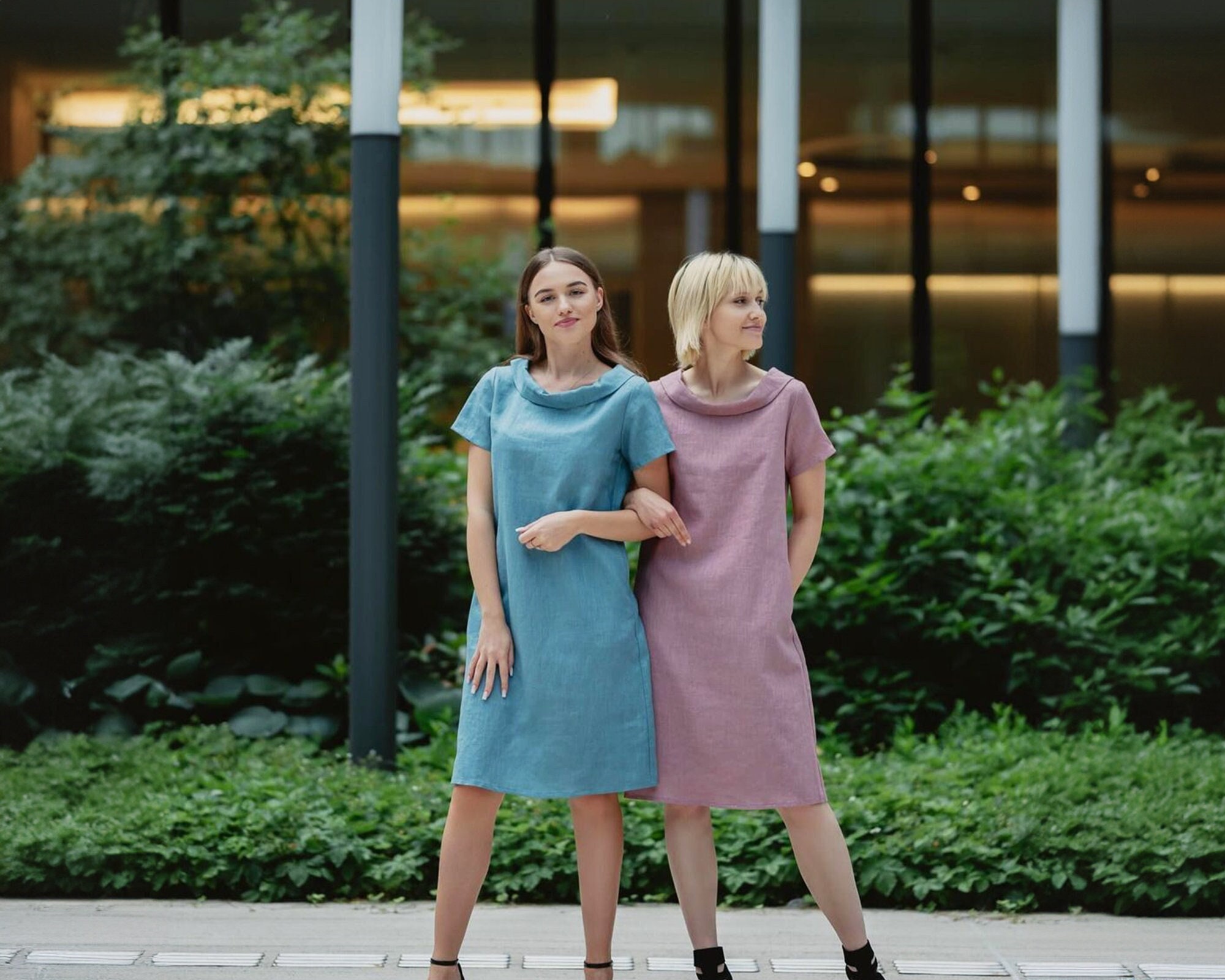 Minimalist Dress, Office Linen Dress, Receptionist Dresses, A Line ...