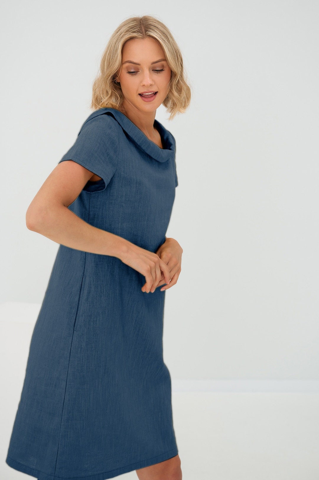Minimalist Dress, Office Linen Dress, Receptionist Dresses, A Line ...