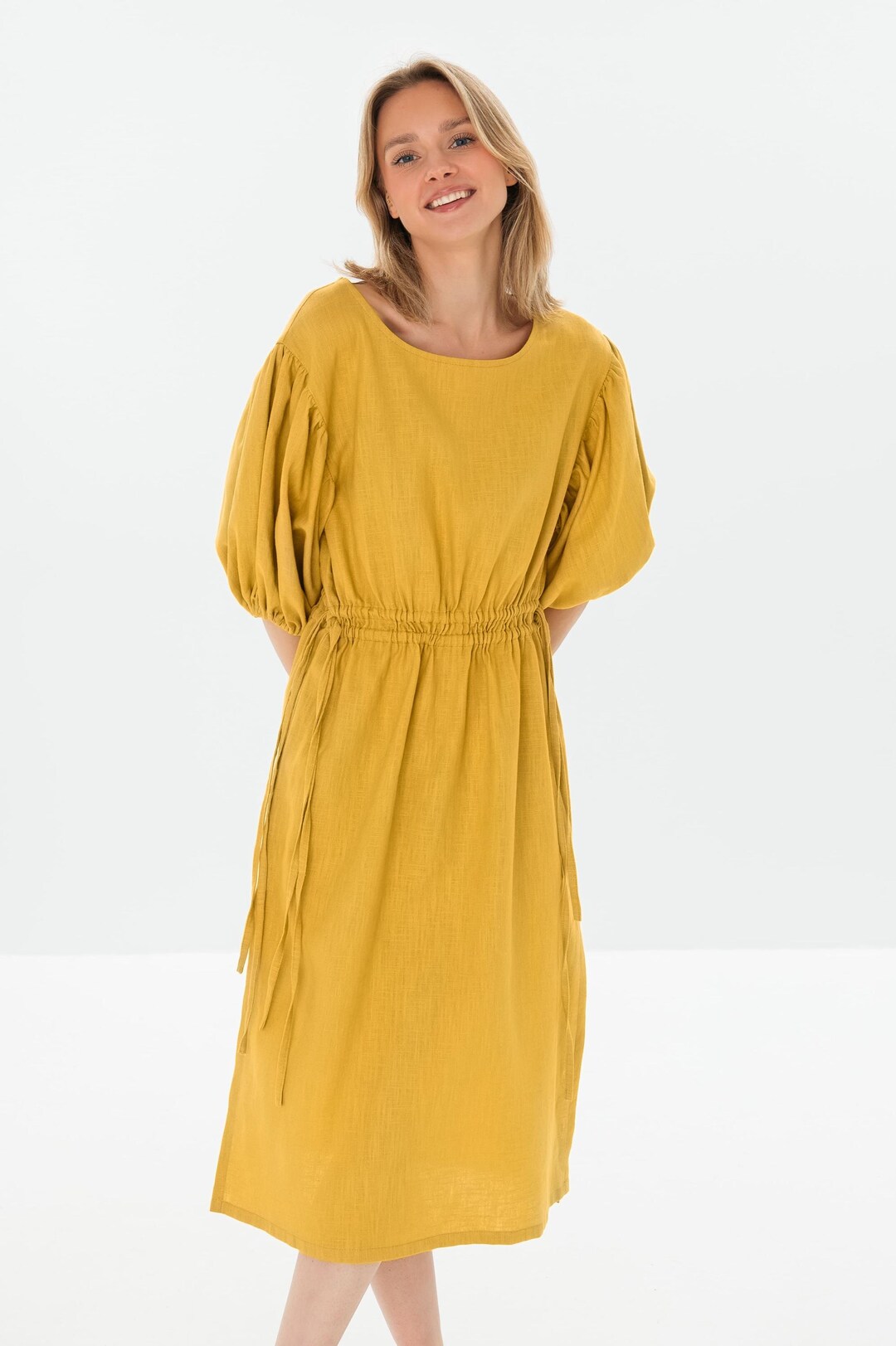 Long Cottagecore Linen Dress for Women, Minimalist Summer Natural Shift ...