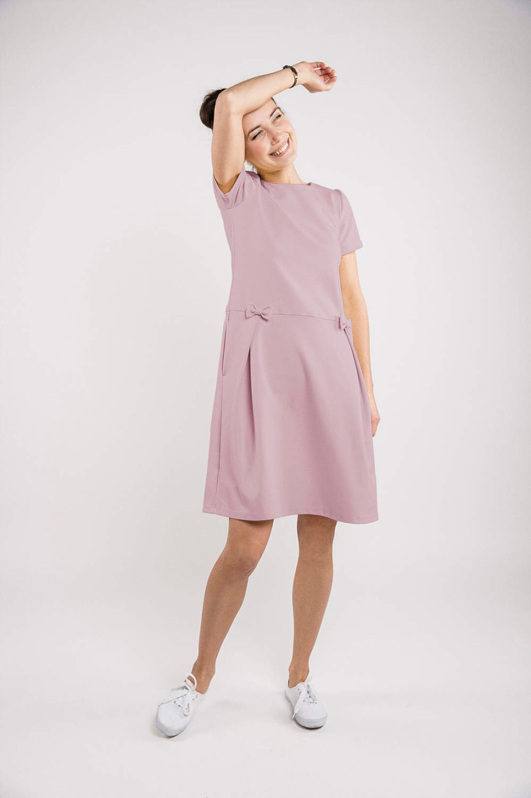 Dusty Rose Dress, Midi Dress, Pleated Dress, Flare Dress, Pink Dress ...