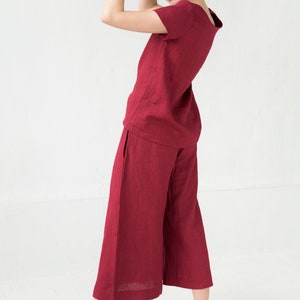 Linen Top Red Linen Top Summer Top Linen Blouse Short - Etsy