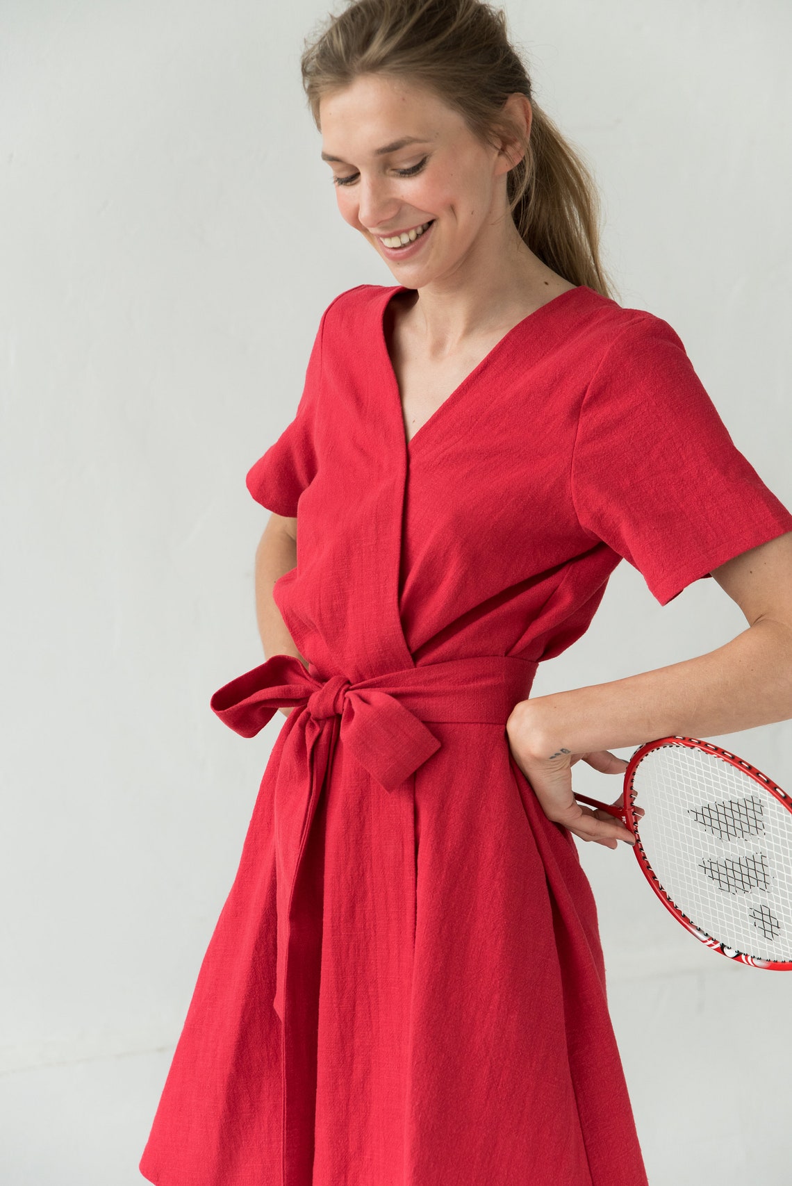Red Linen Dress Women Red Dress Linen Clothing Summer Linen - Etsy