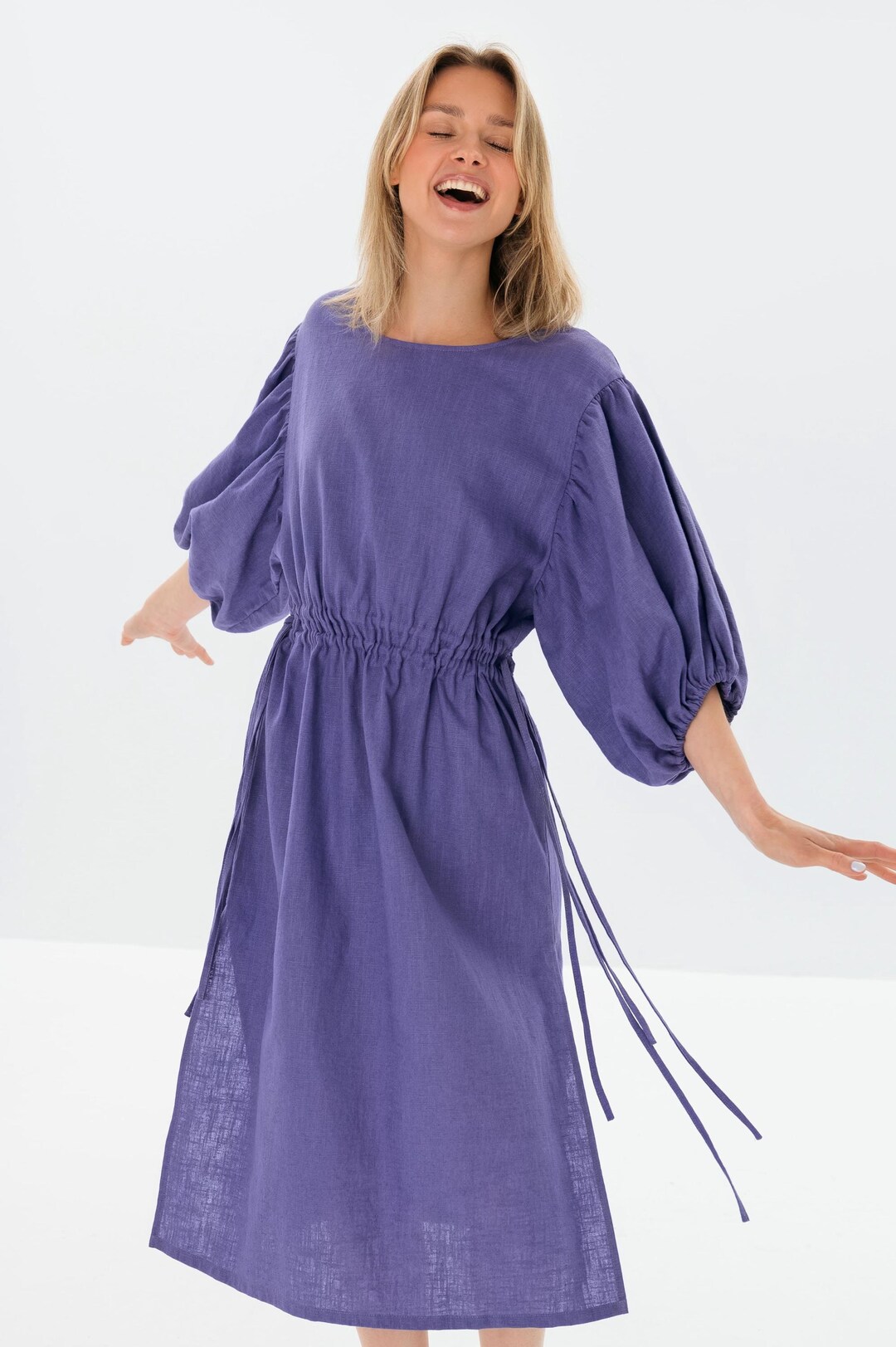 Long Minimalist Linen Dress, Women Cottagecore Summer Natural Shift ...