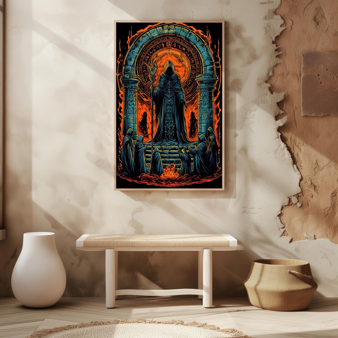 Satanic Gothic Cult Wall Art, Demon Demonic Poster, Tattoo Style Devil ...
