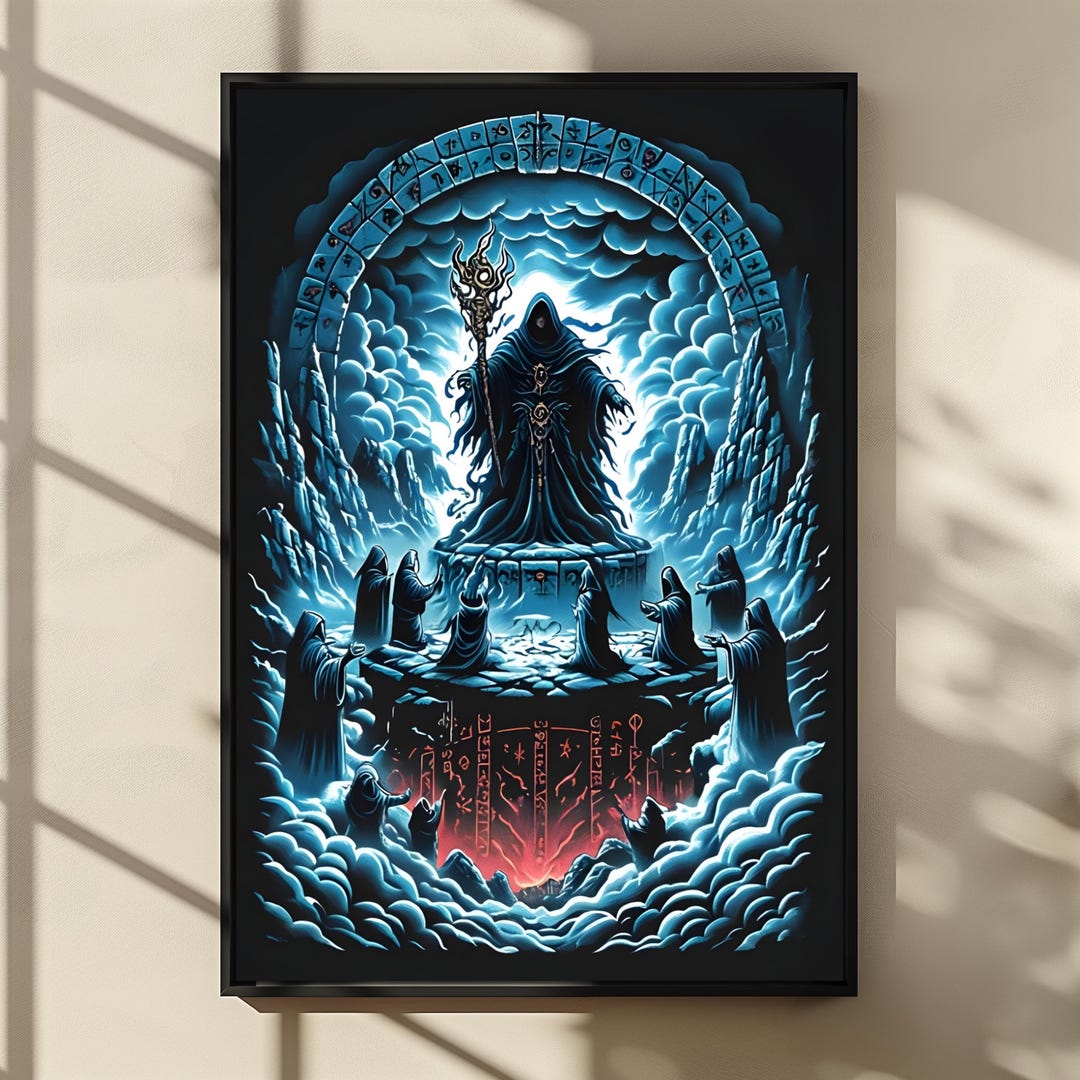 Satanic Gothic Cult Wall Art, Demon Demonic Poster, Tattoo Style Devil ...