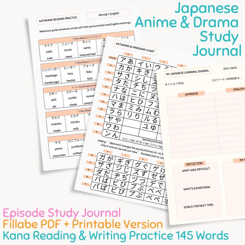 Anime & Drama Japanese Study Journal | Digital Language Learning | 145 ...