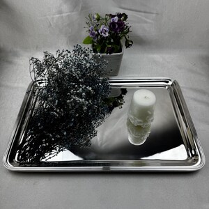 Classic 999k Silver Rectangular Serving Tray, Luxurious Table Accessuar ...