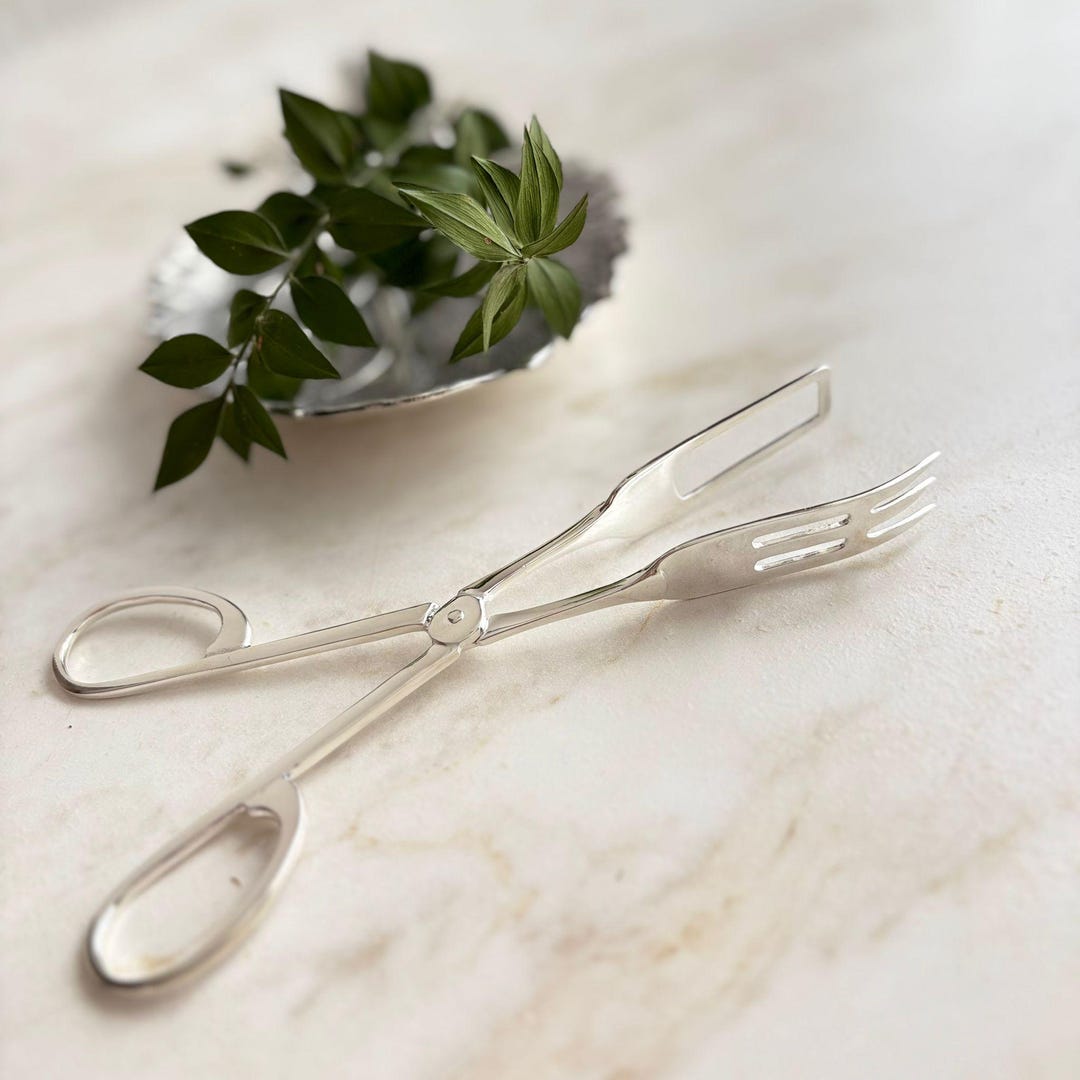999K Silver Plated Serving Tongs: Elegant Dinner Decor, Brass Base - Etsy
