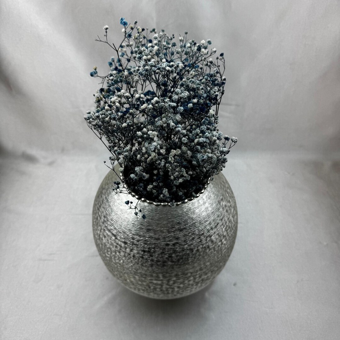 Unique 999k Silver Embossed Sphere Vase, Vintage Home Decor Piece ...
