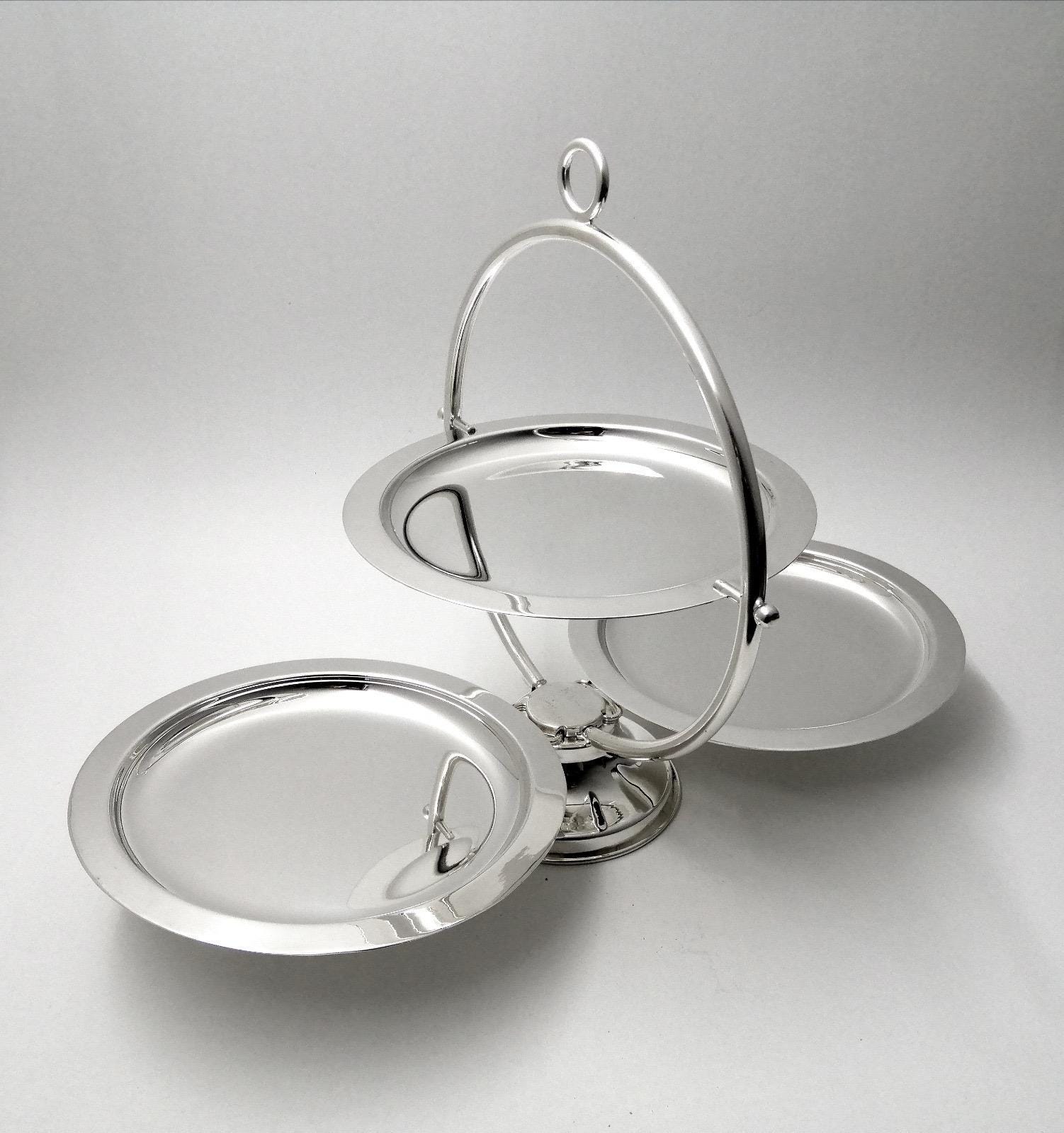 Compact Foldable 3-tier 999 Silver Tray, Multi-level Design for Dining ...