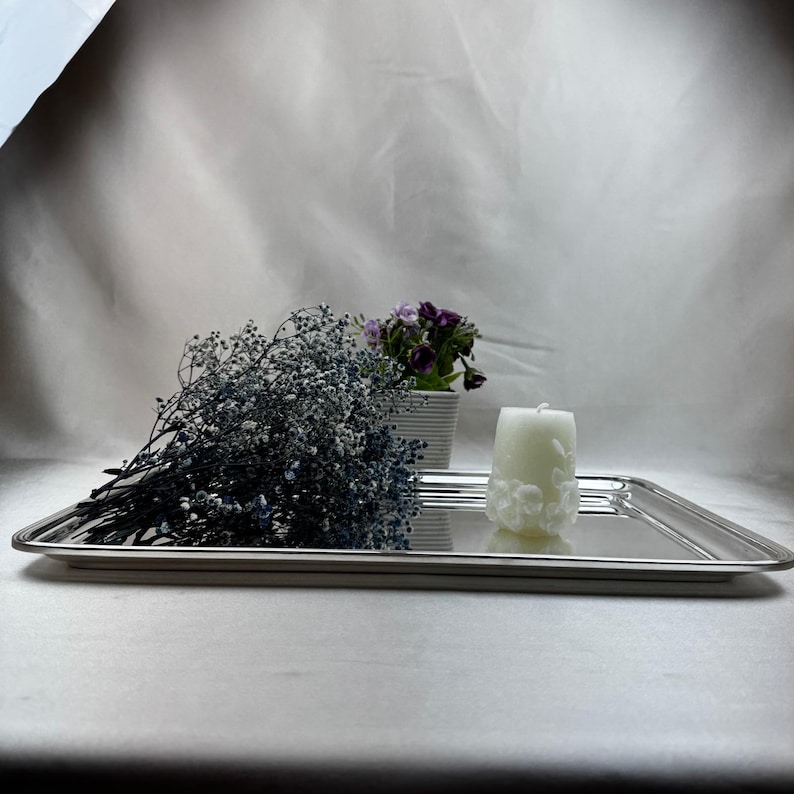 Classic 999k Silver Rectangular Serving Tray, Luxurious Table Accessuar ...