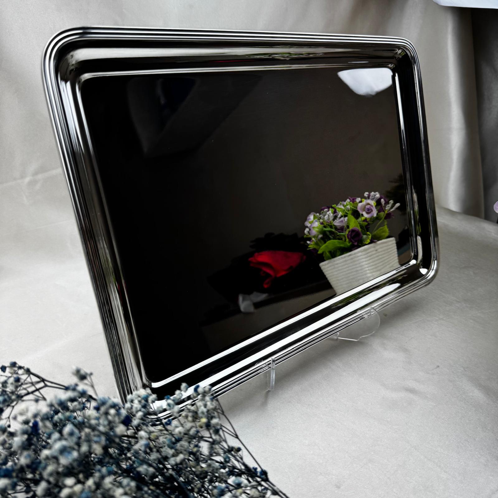Classic 999k Silver Rectangular Serving Tray, Luxurious Table Accessuar ...