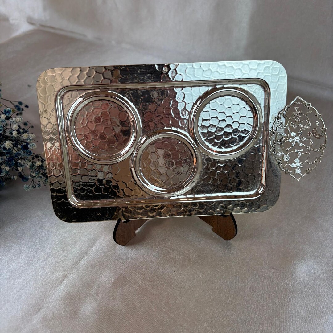 Silver Ottoman Style Turkish Coffee or Tea Serving Tray, Unique Gift ...