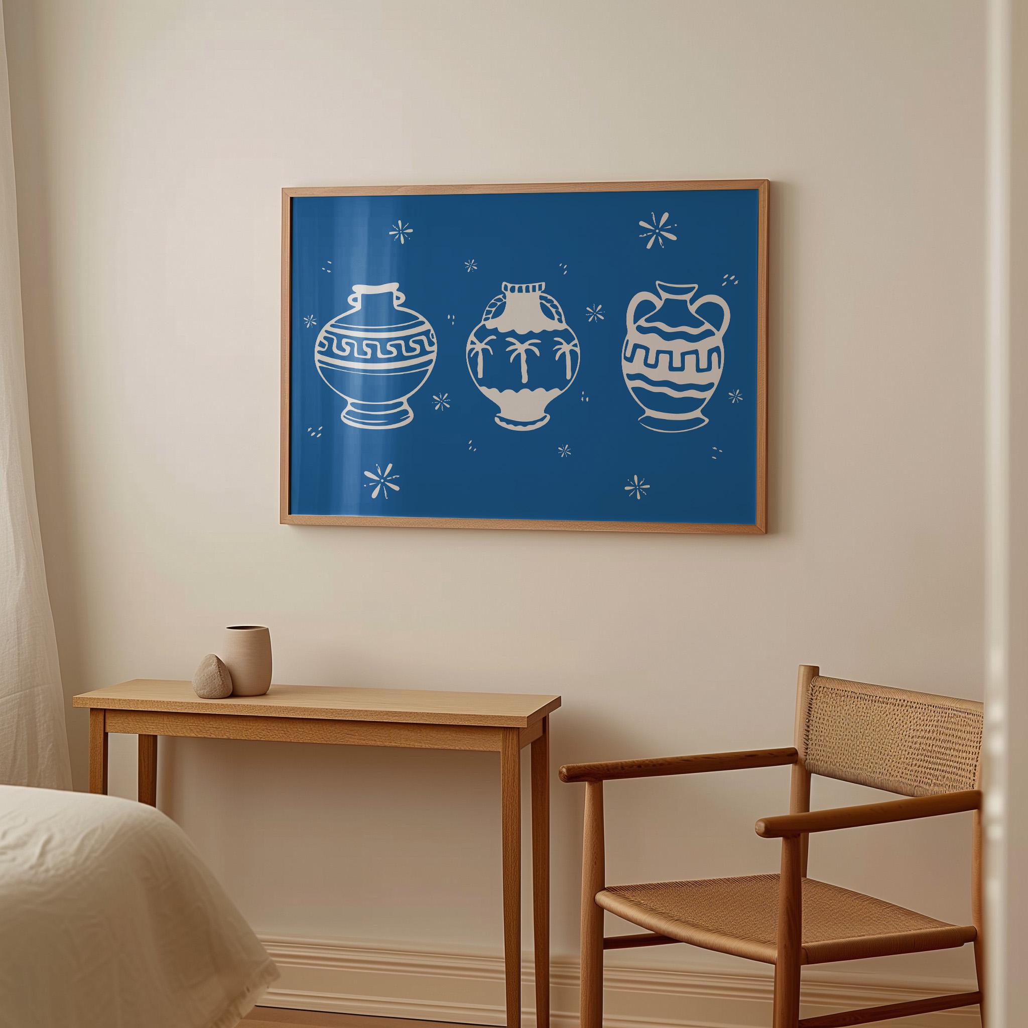 Greek Vase Pottery Poster, Jug Illustration Sketch Wall Art ...