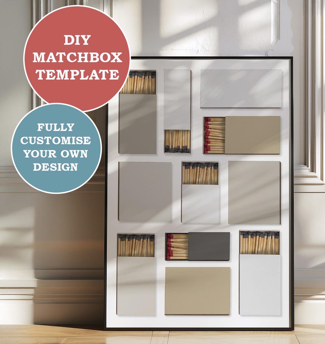 DIY Neutral Matchbox Template, Custom Canva Match Box Poster, Editable ...