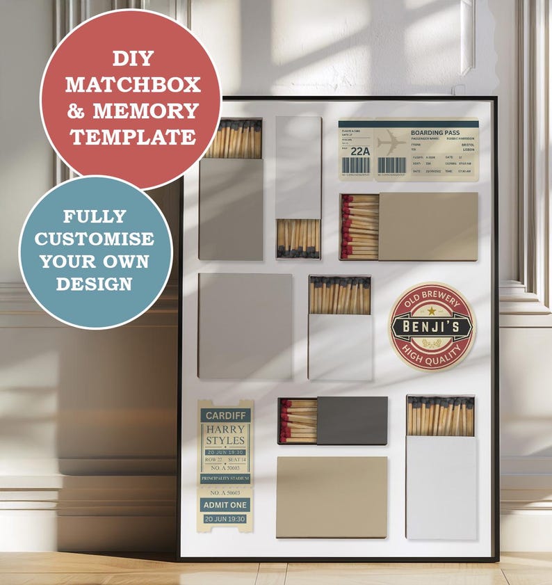 DIY Matchbox and Ticket Template, Custom Canva Match Box Poster ...