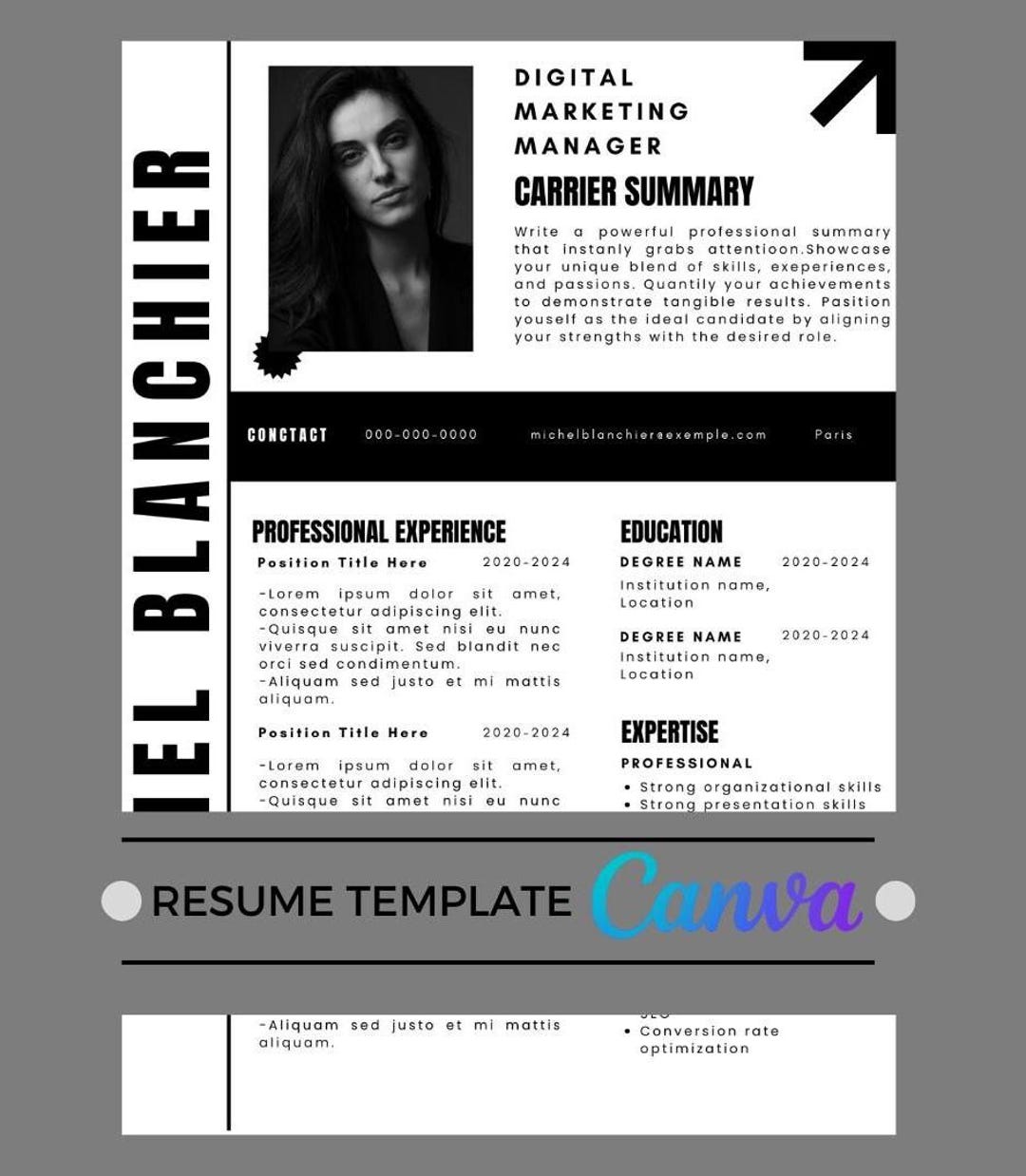 Canva Design CV Template - Etsy UK