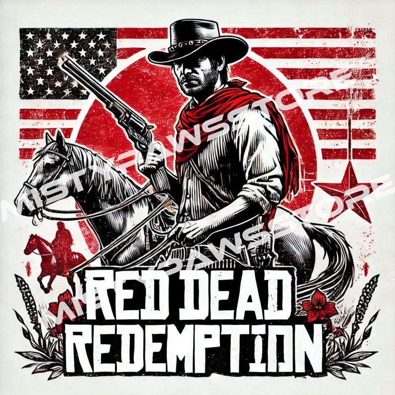 Red Dead Redemption PNG T-shirt Design 300 DPI Digital Art for Posters ...
