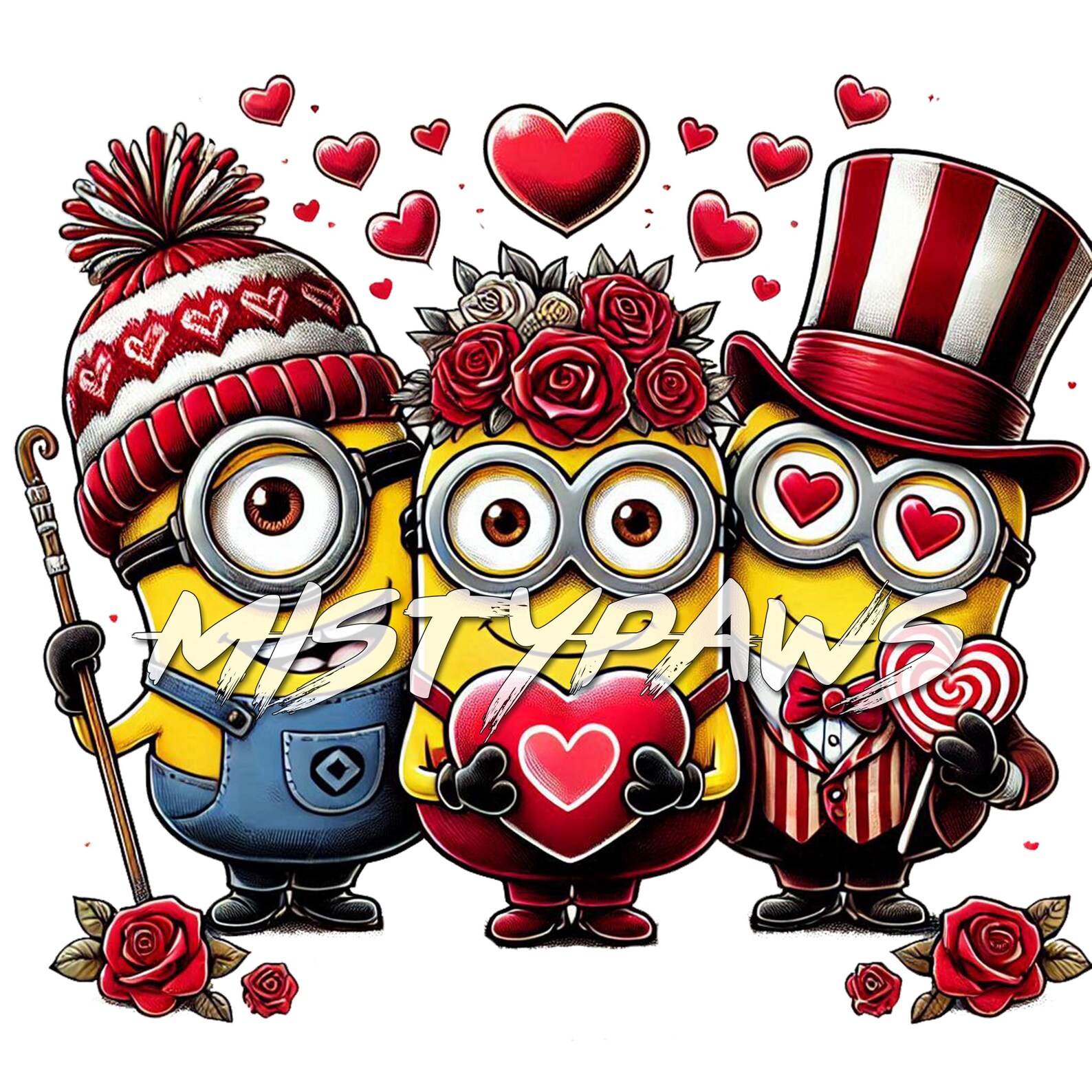 Minions Valentine's Day PNG T-shirt Design 300 DPI Digital Art for ...