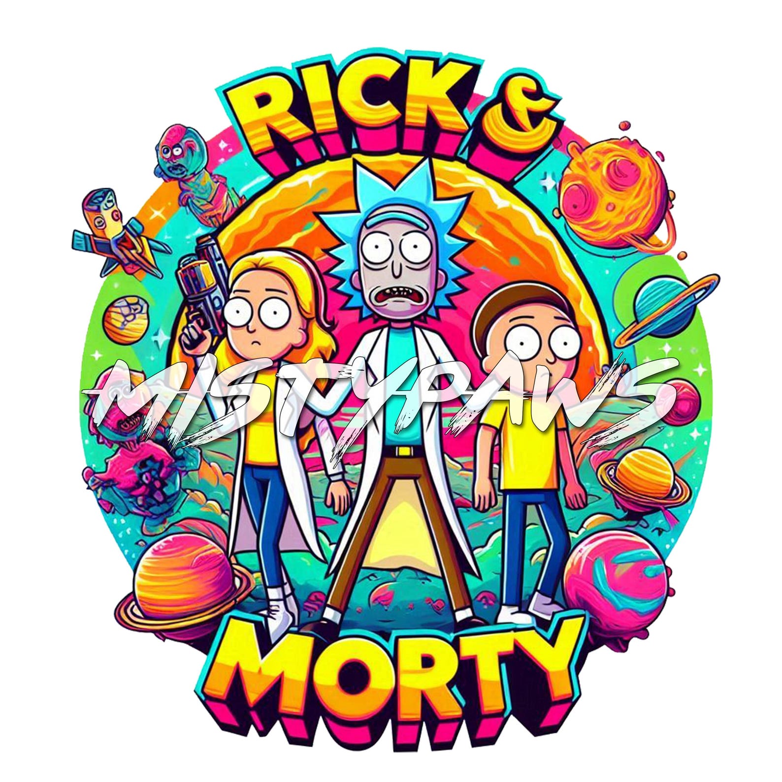 Rick and Morty PNG T-shirt Design 300 DPI Digital Art for Posters ...