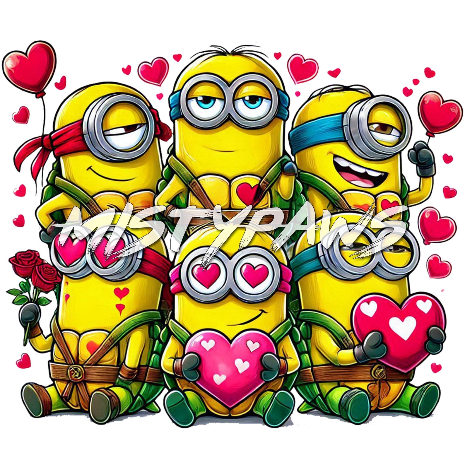 Valentine Minion PNG T-shirt Design 300 DPI Digital Art for Posters ...