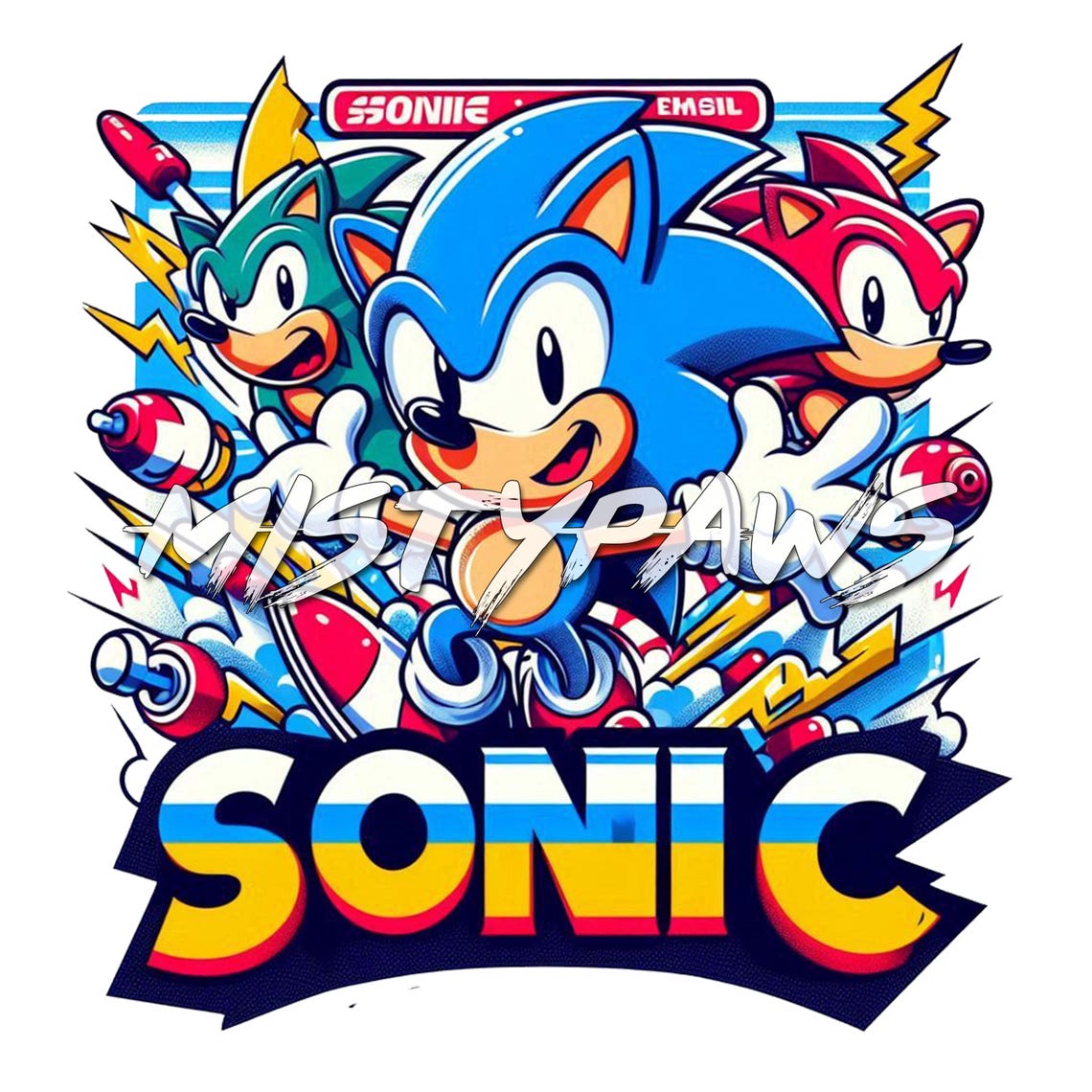 Sonic PNG Sonic DTF T-shirt Design 300 DPI Digital Art for Posters ...