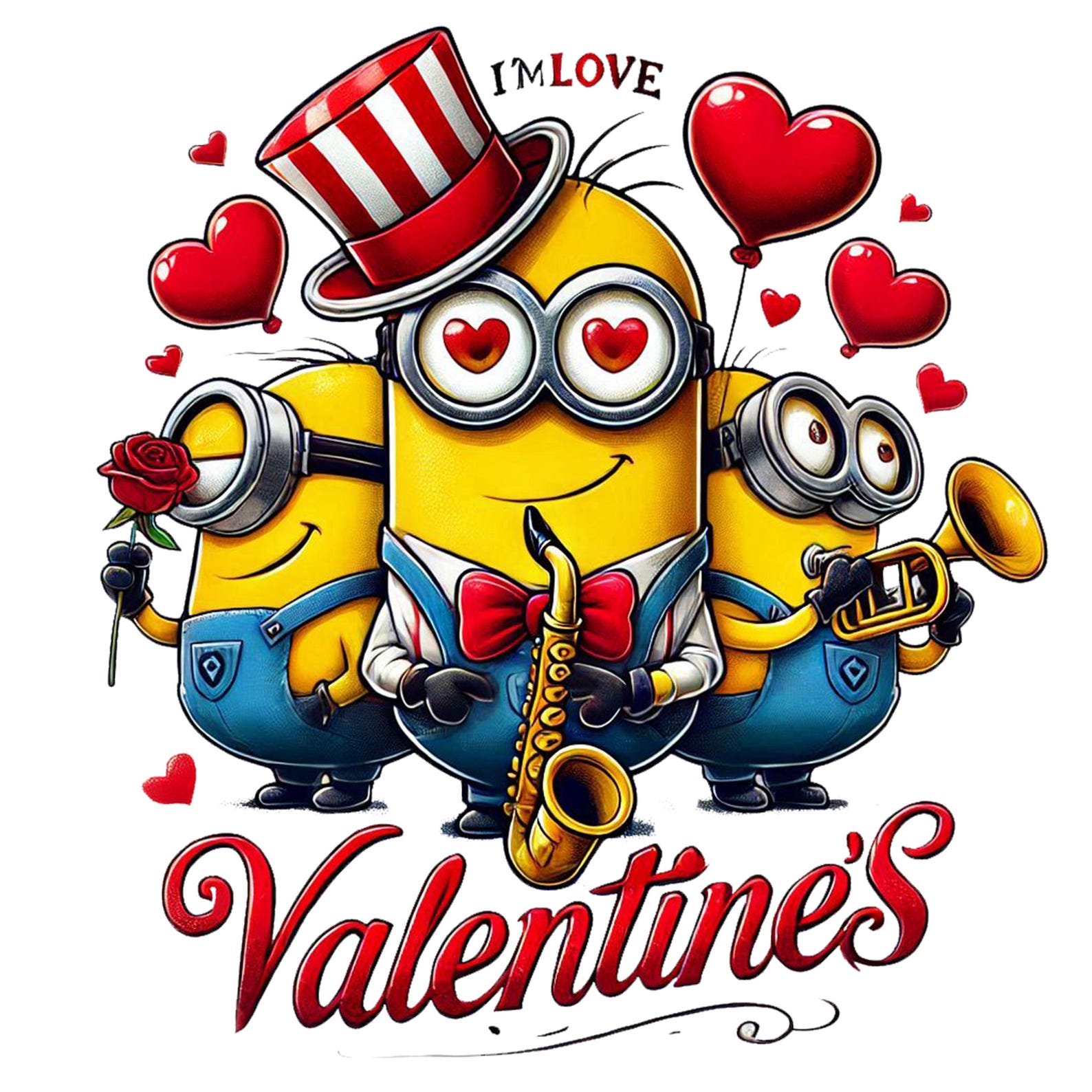 Minions Valentine's Day PNG T-shirt Design 300 DPI Digital Art for ...