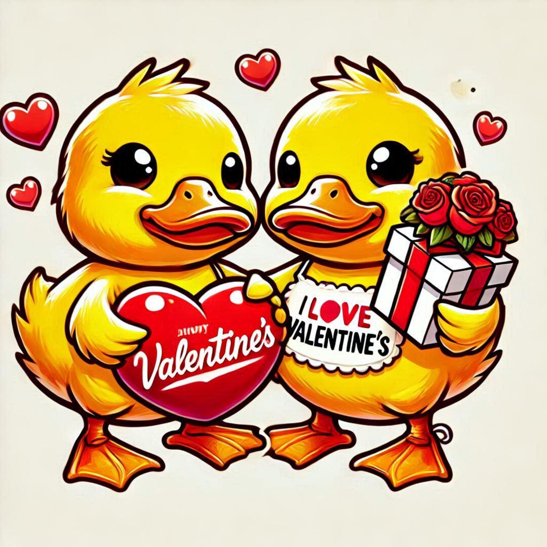 Valentine Duck PNG Ducks DTF T-shirt Design 300 DPI Digital Art for ...