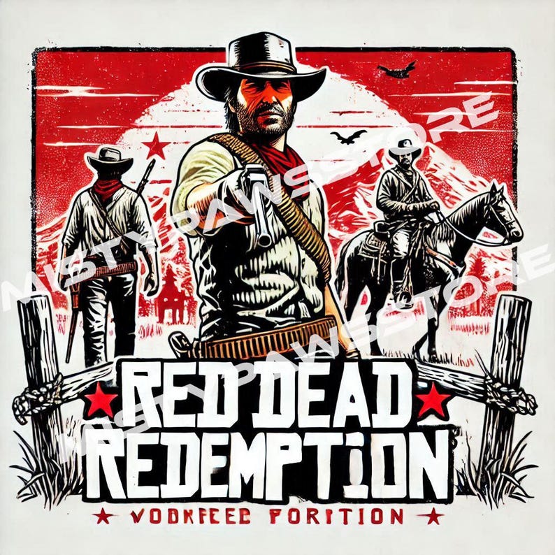 Red Dead Redemption PNG T-shirt Design 300 DPI Digital Art for Posters ...
