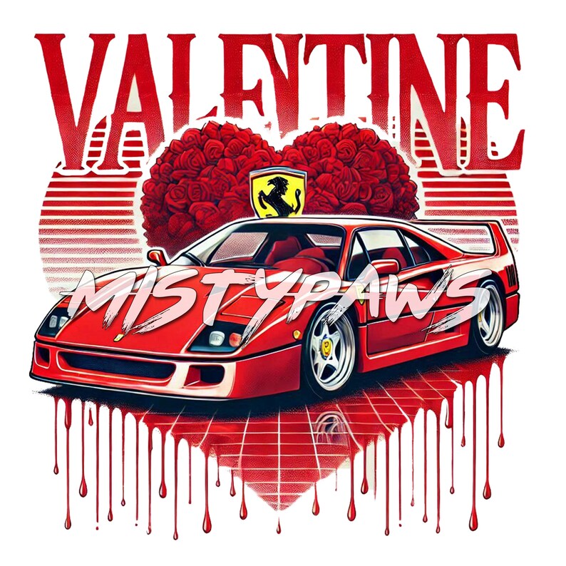 Ferrari Valentines PNG Ferrari DTF Tshirt Design 300 DPI Digital Art ...