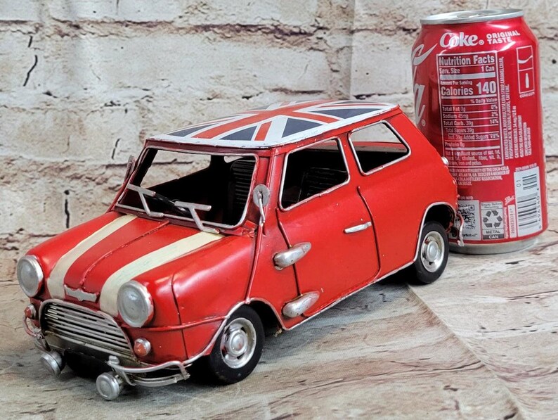 1960 Red Mini Cooper Model - British Flag Union Jack Roof - 1:14 Scale ...