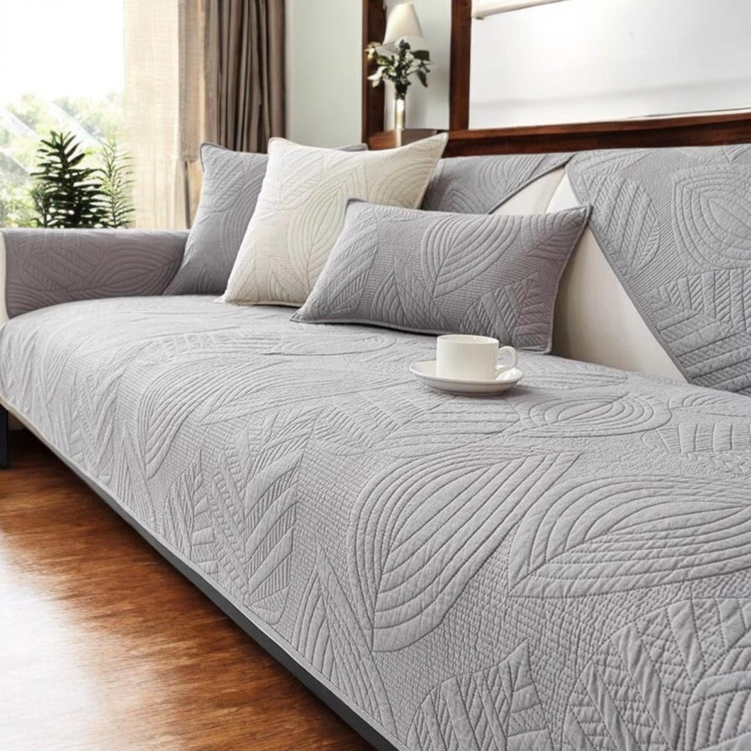 Universal Cotton Sofa Cover & Cushion | Non-slip, All-season Protection ...