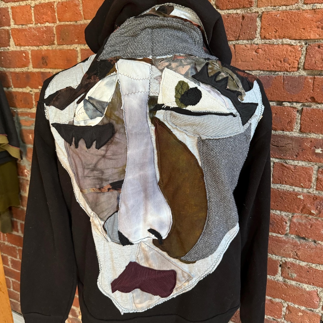 One of a Kind Portrait Hoodie Upcycled Art to Wear Art Hoodie Xl - Etsy