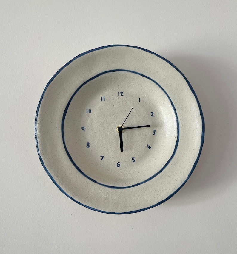 Ceramic Clock With Blue Trim - Etsy
