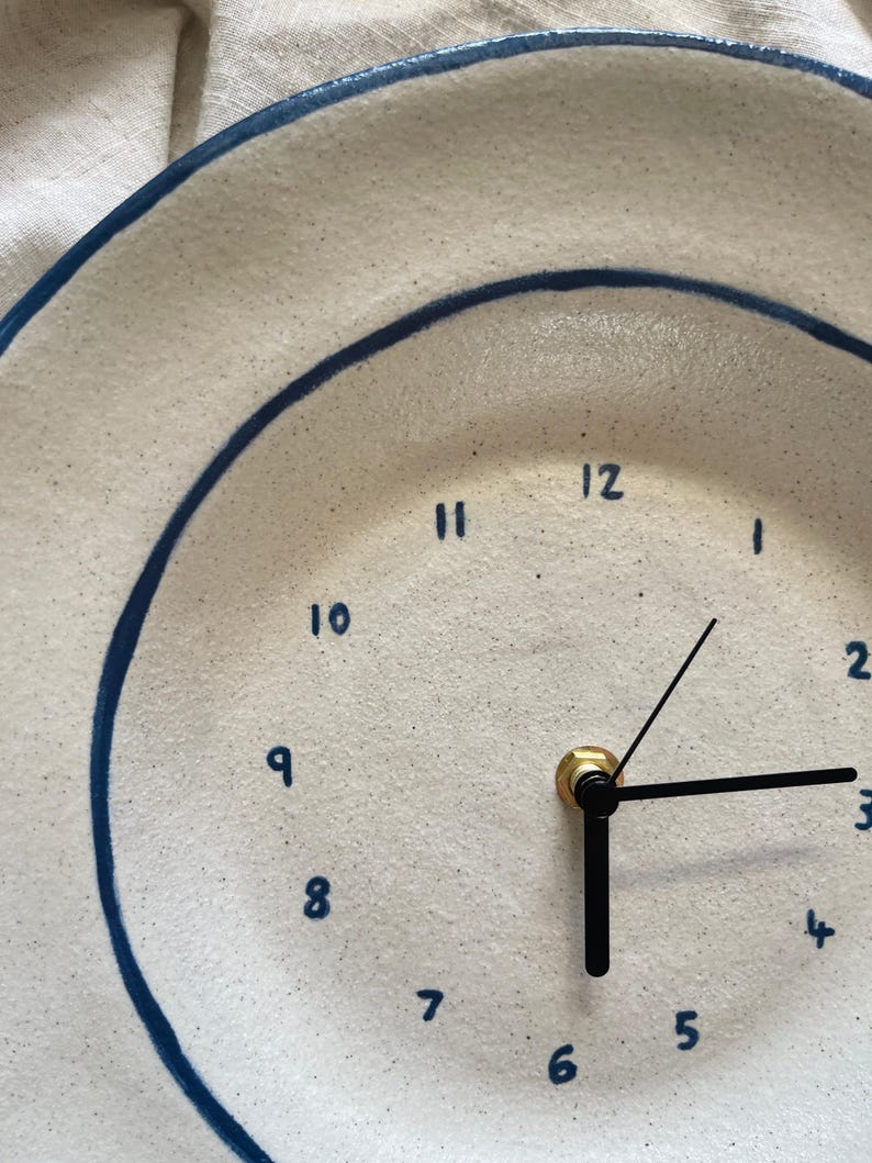 Ceramic Clock With Blue Trim - Etsy