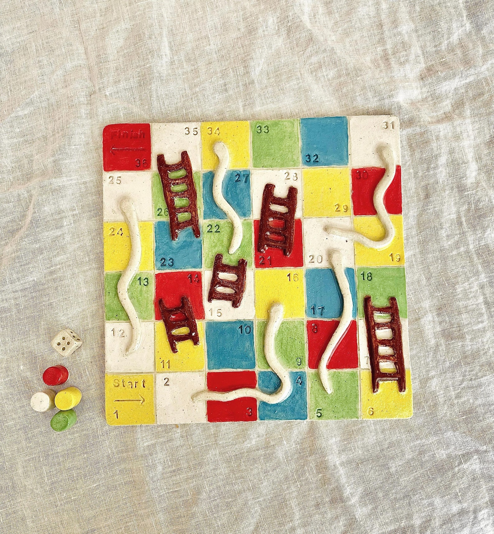 Ceramic Snakes & Ladders Board - Etsy