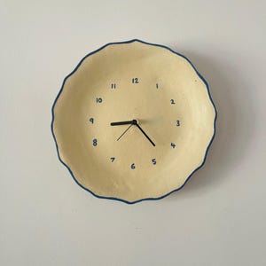 Ceramic Plate Clock Beige and Dark Blue - Etsy