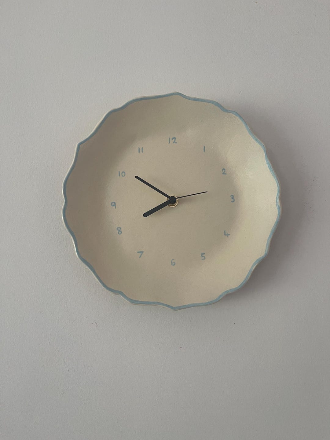Ceramic Plate Clock Beige and Light Blue - Etsy