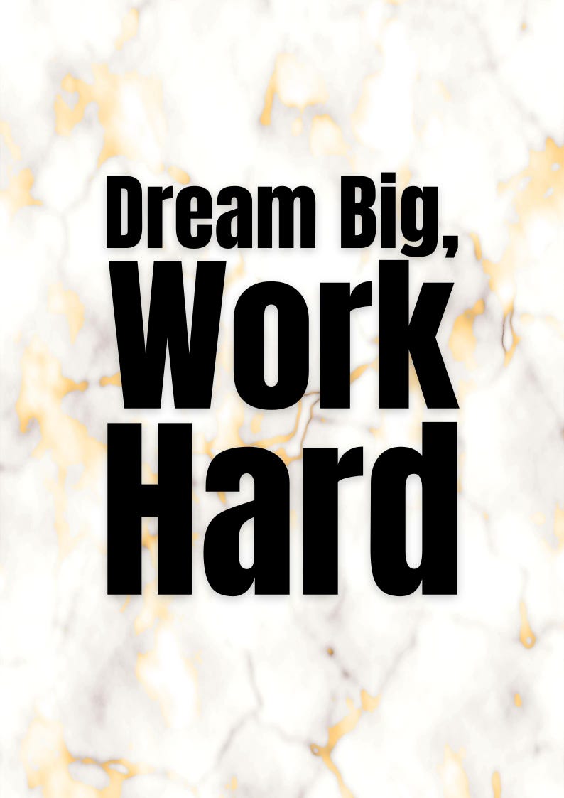 Motivational Wall Art Set – Dream Big, Work Hard & Stay Positive ...