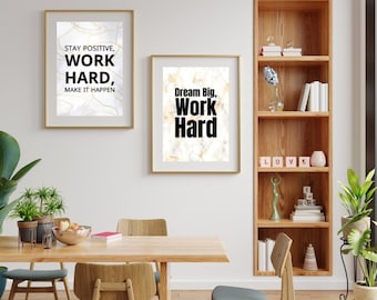 Inspiring Printable Art Set of 3: Be Brave, Dream Big, Work Hard ...