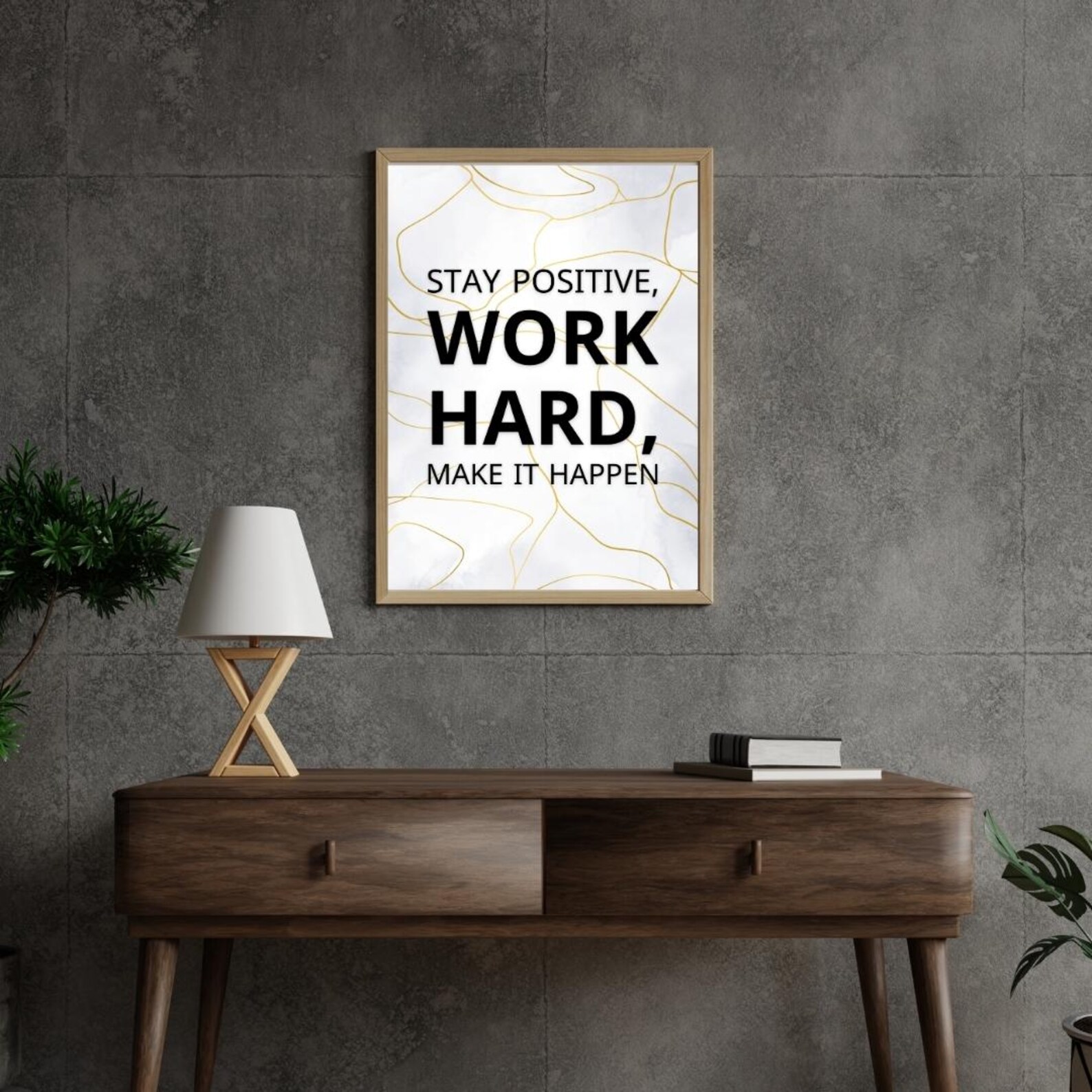 Motivational Wall Art Set – Dream Big, Work Hard & Stay Positive ...