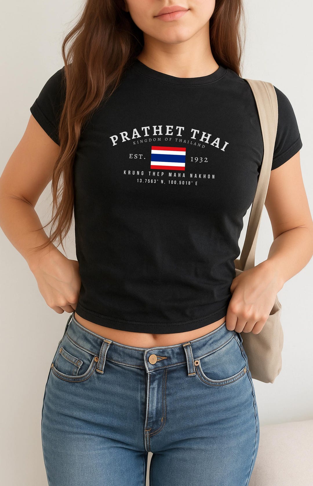 Thailand Baby Tee, Prathet Thai Y2K Crop Top, Vintage Bangkok Flag ...