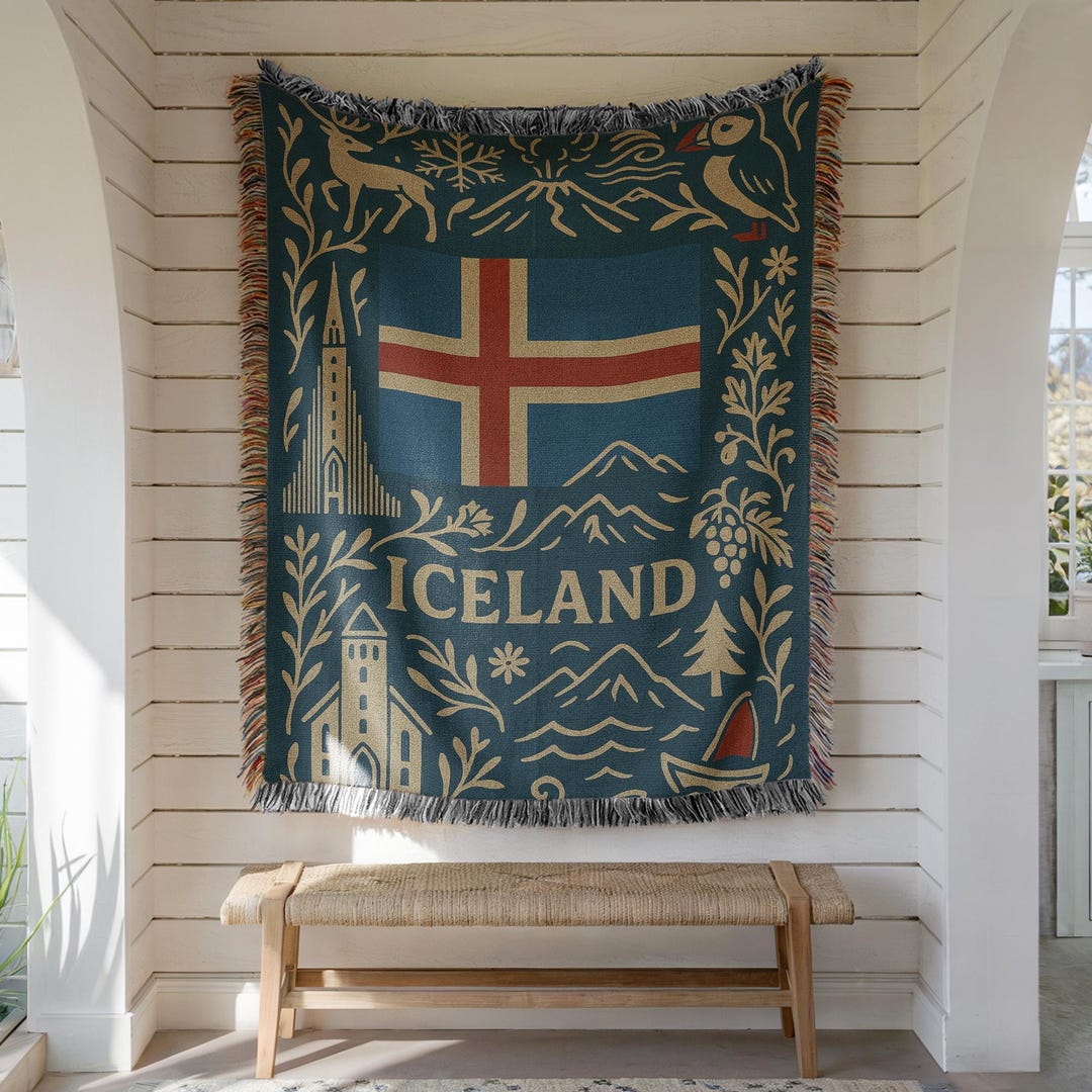 Iceland Woven Blanket – Nordic Heritage Home Decor Gift - Etsy UK