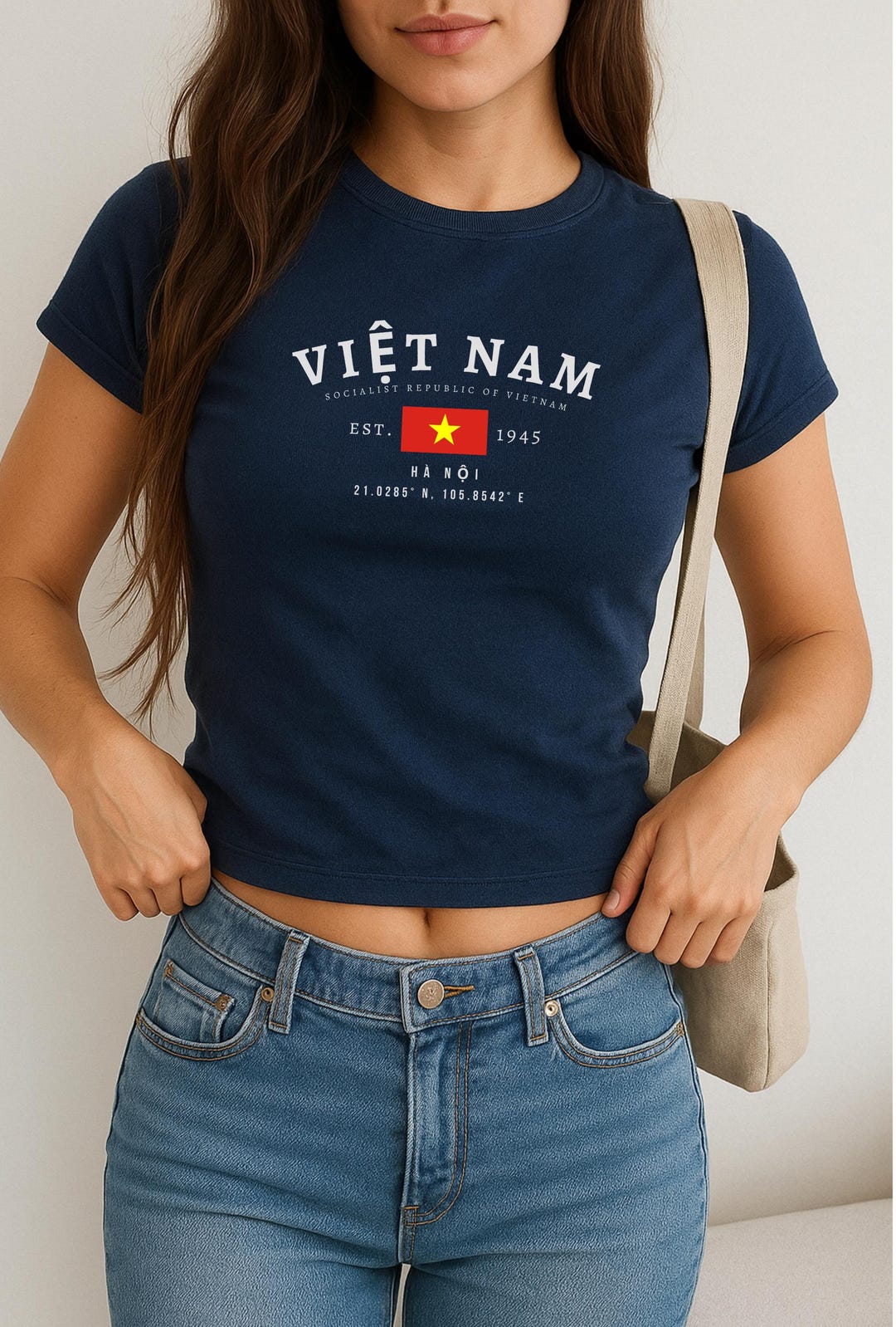 Vietnam Baby Tee, Việt Nam Y2K Crop Top, Vintage Hanoi Flag Shirt ...
